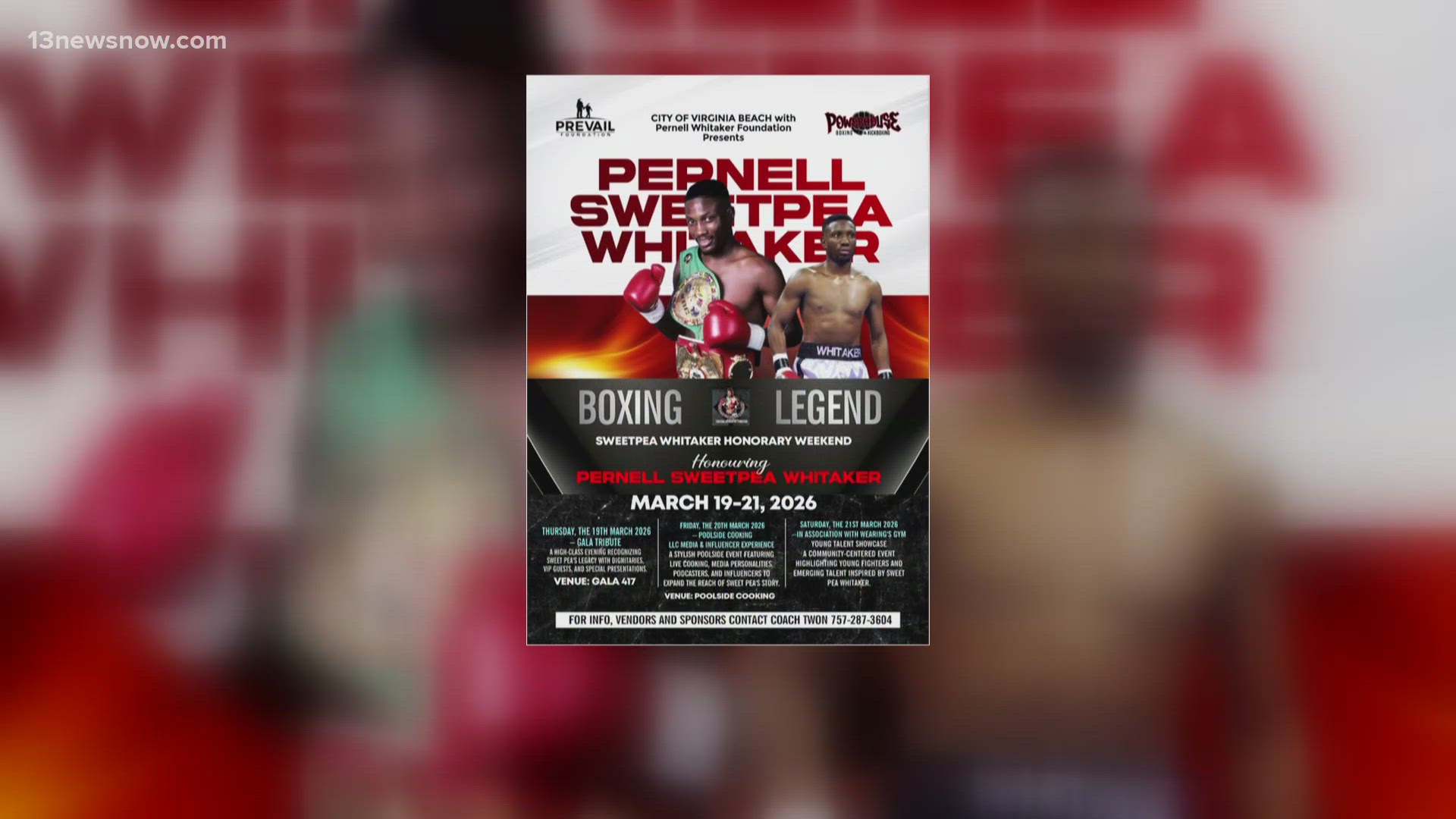 Sweet Pea Whitaker Legacy Weekend to kick off in Virginia Beach