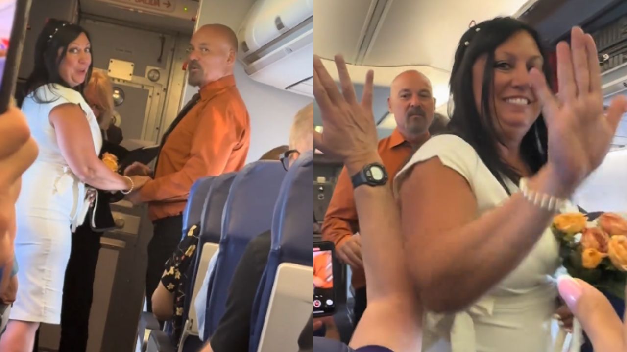 Un couple se marie dans l’allée d’un avion et des internautes comparent ...