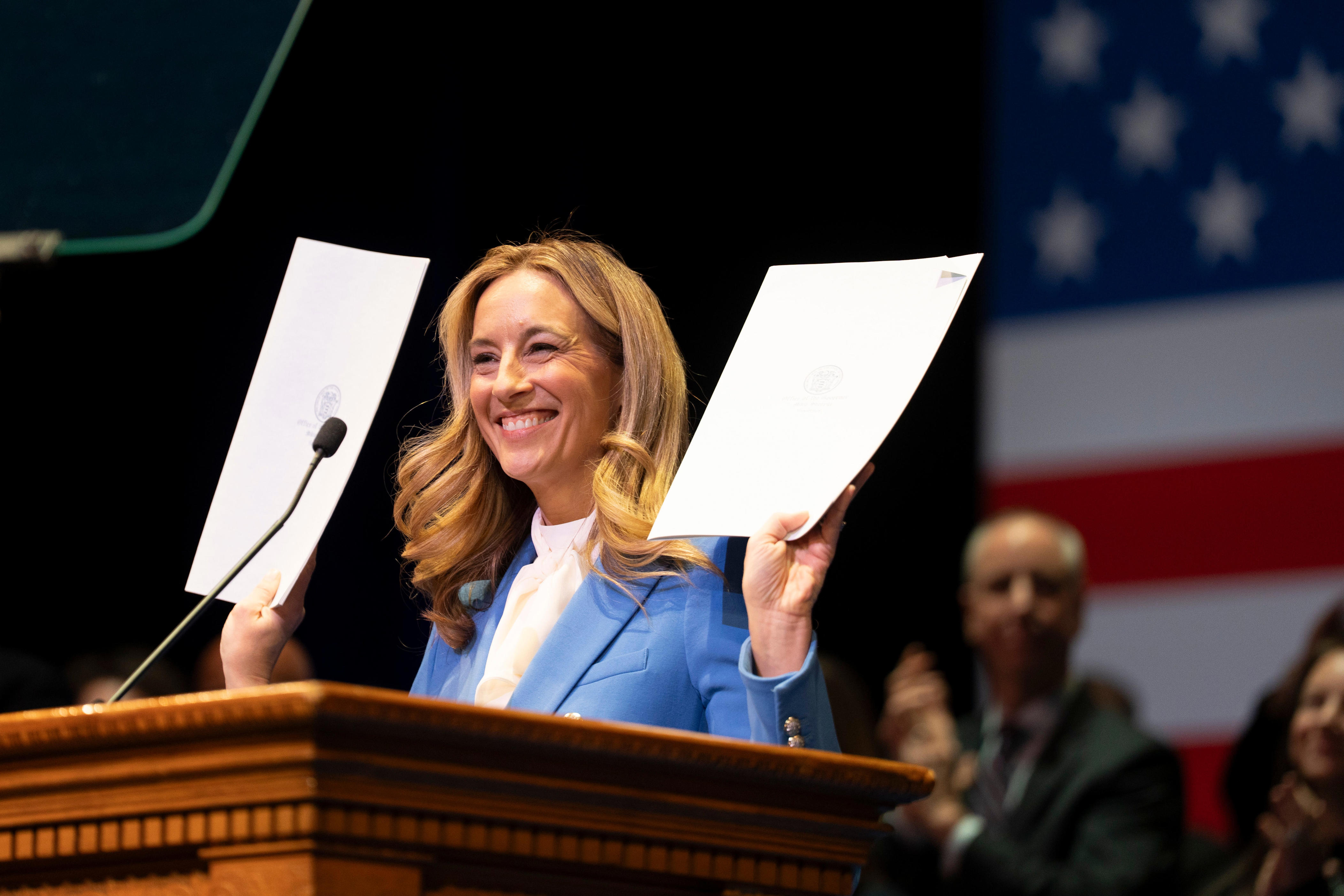What Mikie Sherrill said about Donald Trump during inauguration speech