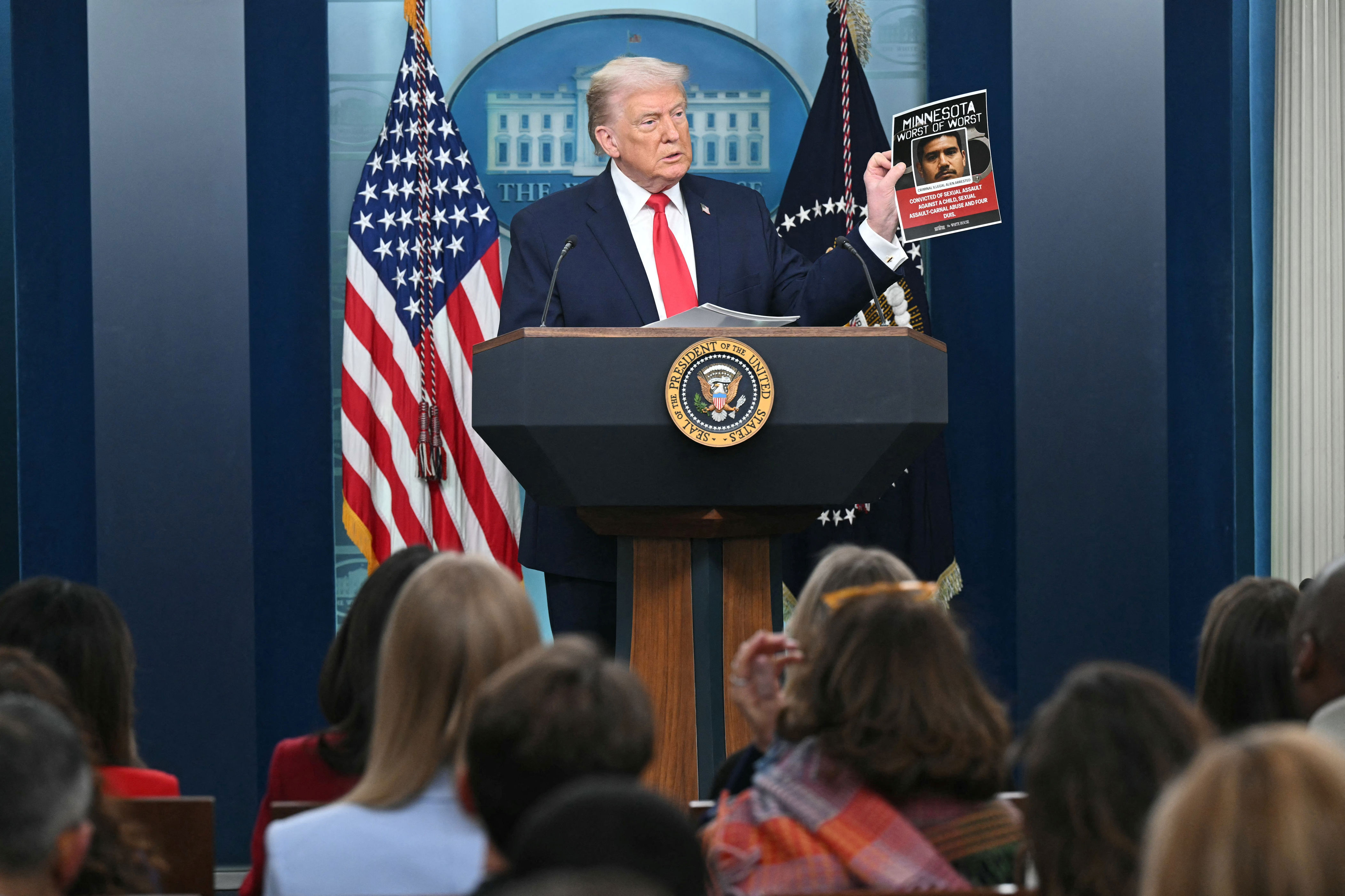 Trump makes rare appearance at press briefing: Live updates