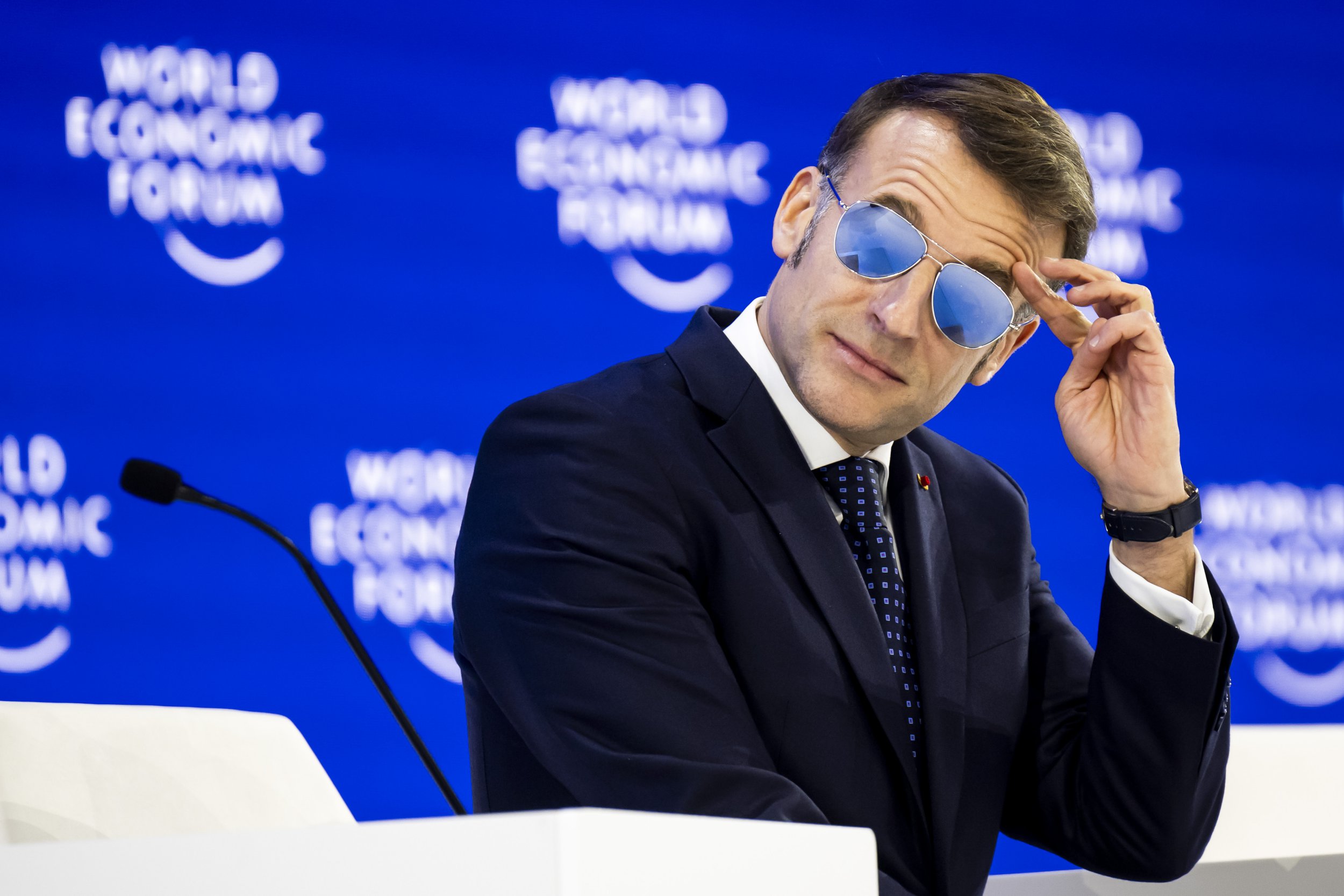 Why Macron's aviators at Davos have gone viral