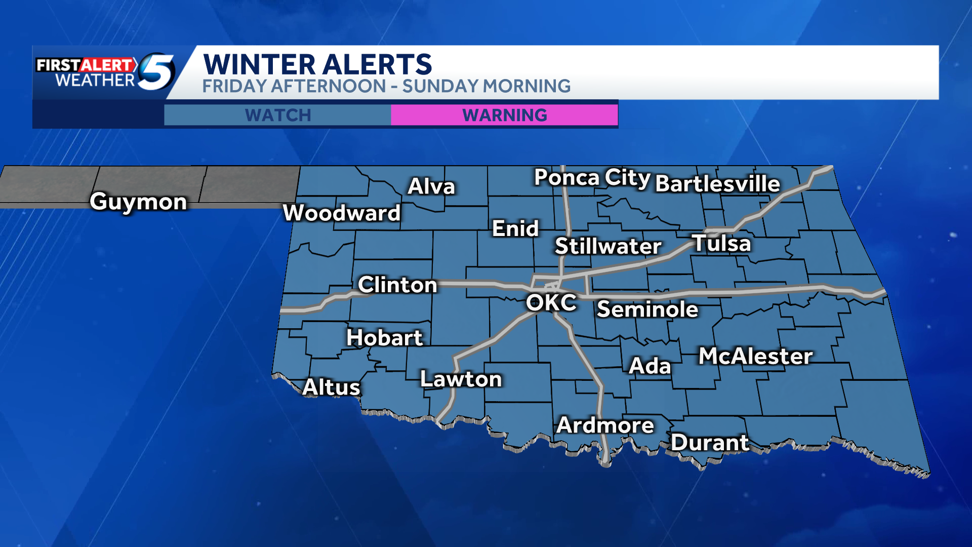 Timeline: Winter storm watch issued for most of Oklahoma ahead of ...