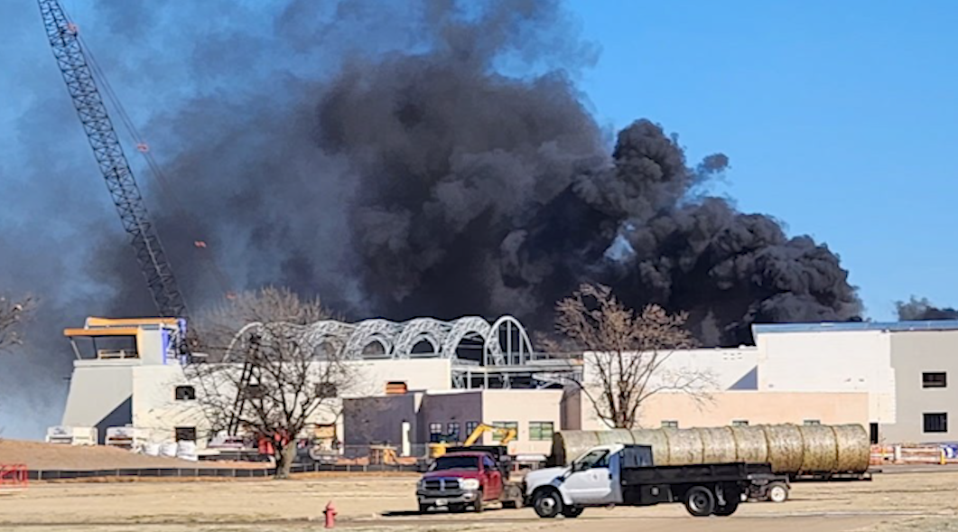 Pictures show black smoke after fire sparks at building under ...