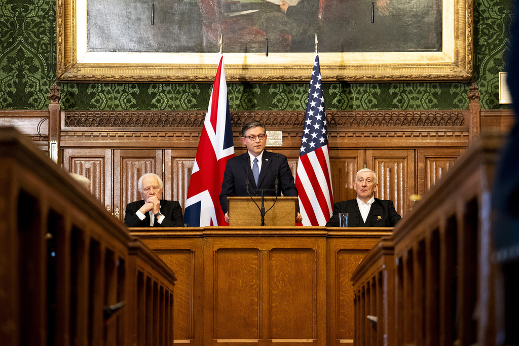 Johnson urges unity in first-ever US House speaker address to UK Parliament