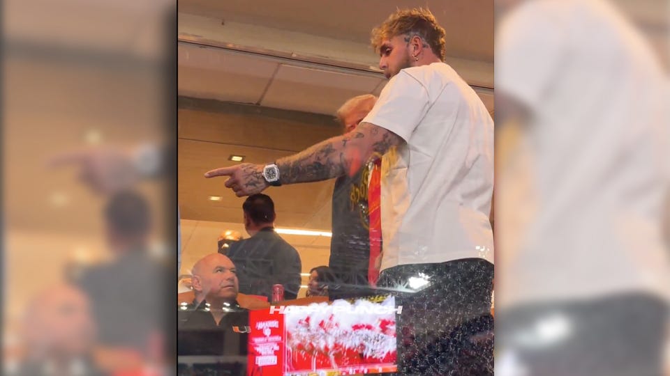 Watch unexpected Dana White-Jake Paul interaction at CFP title game