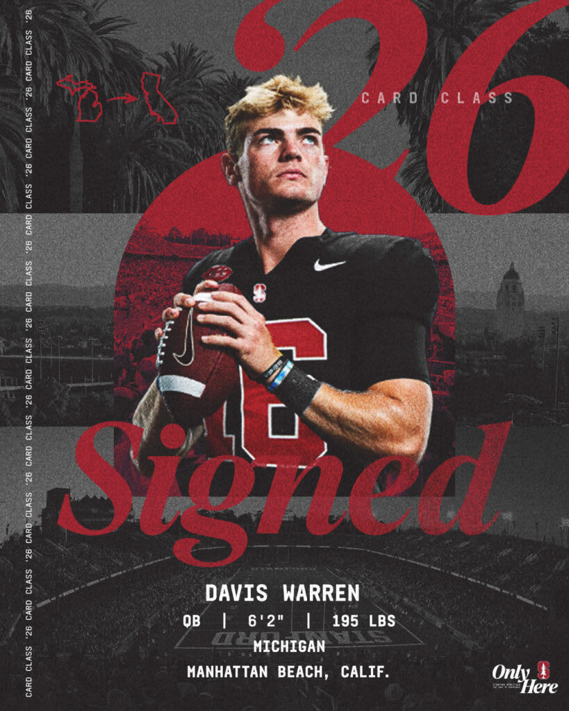 Michigan QB Davis Warren commits to Stanford