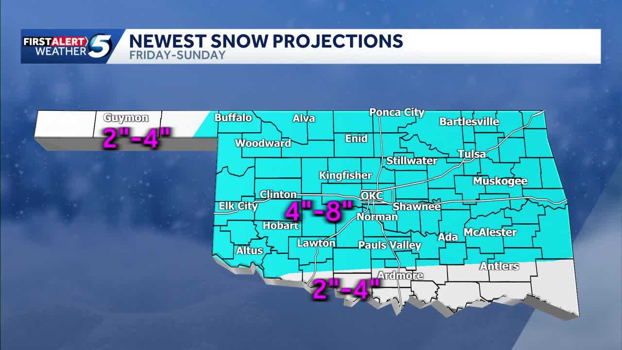 Timeline: Snow totals changing in Oklahoma ahead of Arctic blast and ...