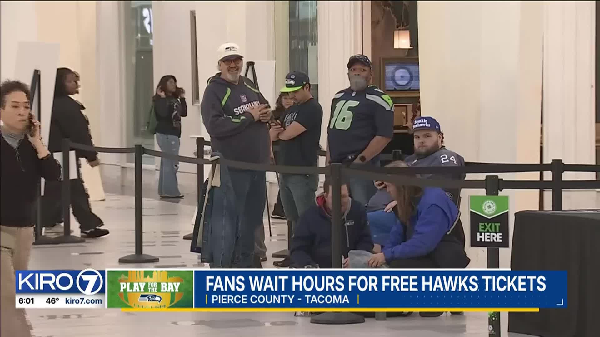 Seahawks fans wait hours for a chance to win NFC Championship tickets