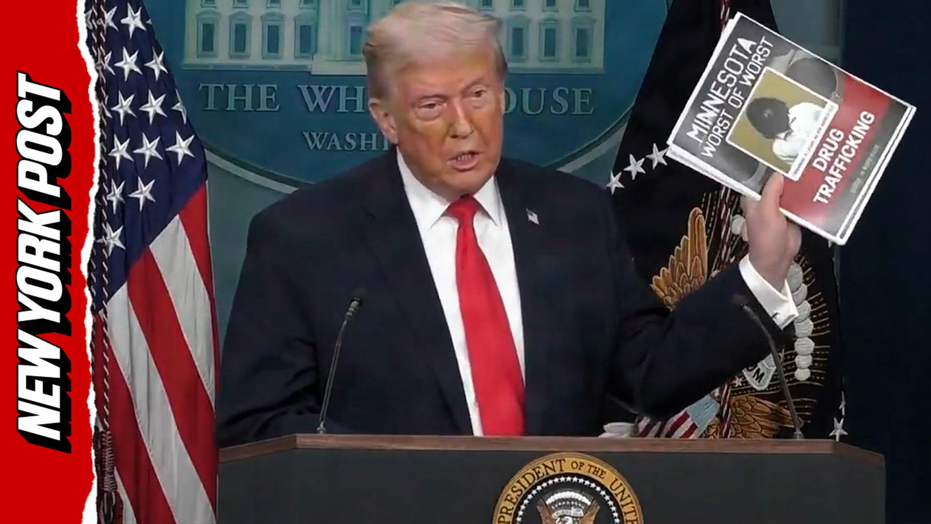 Trump displays mugshots of criminals arrested in Minnesota