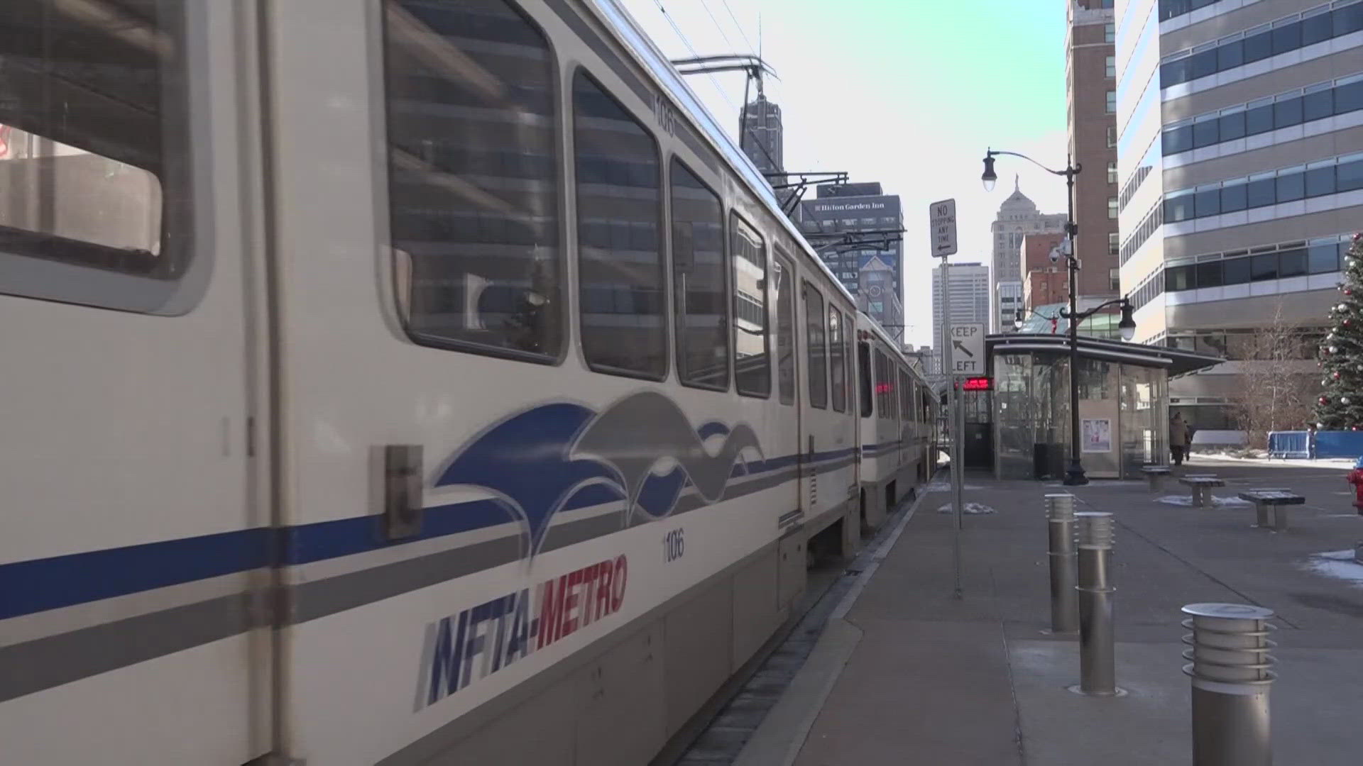 NFTA Metro Rail down to single track at some stations