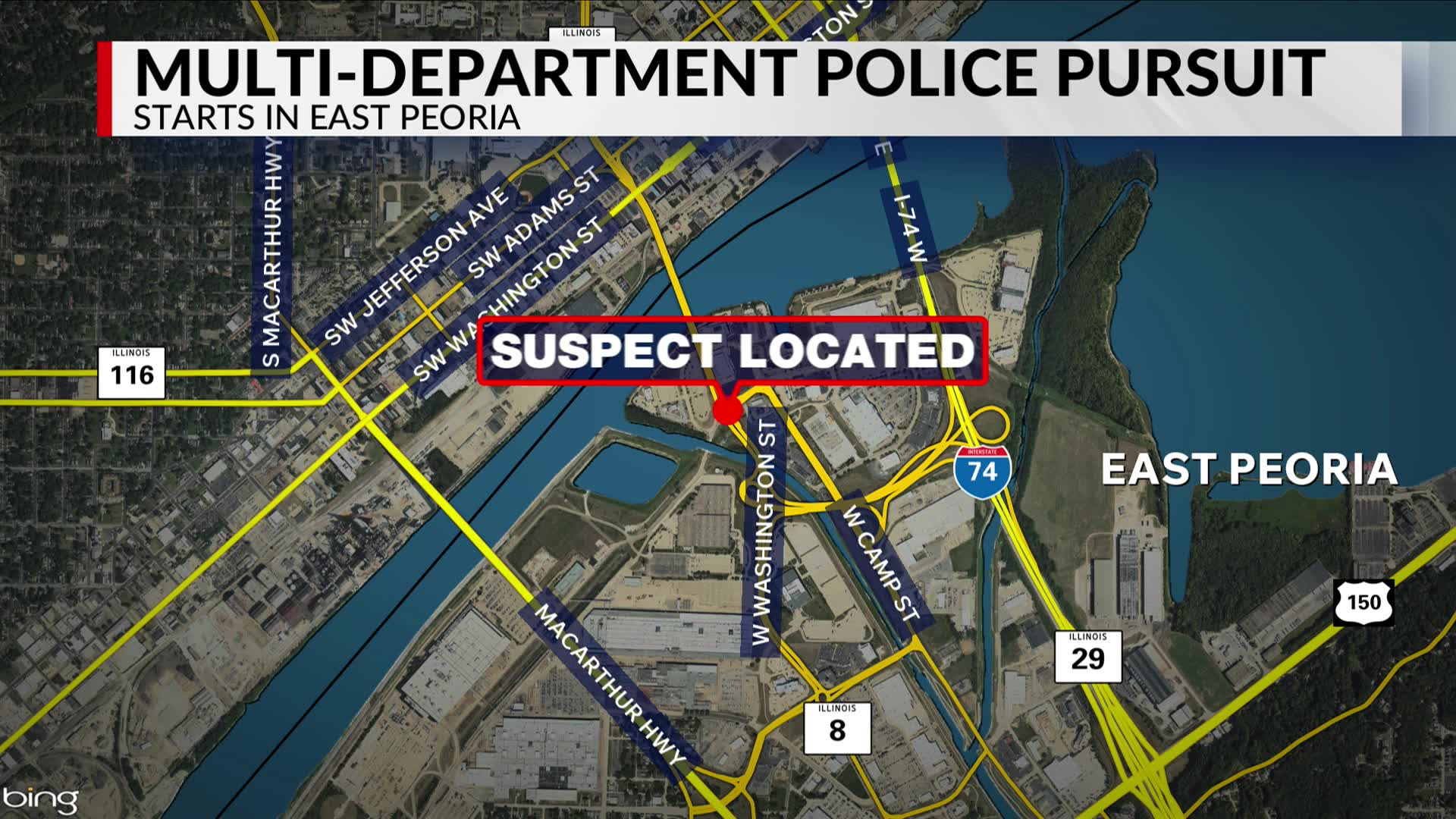 Multi-department police pursuit starts in East Peoria