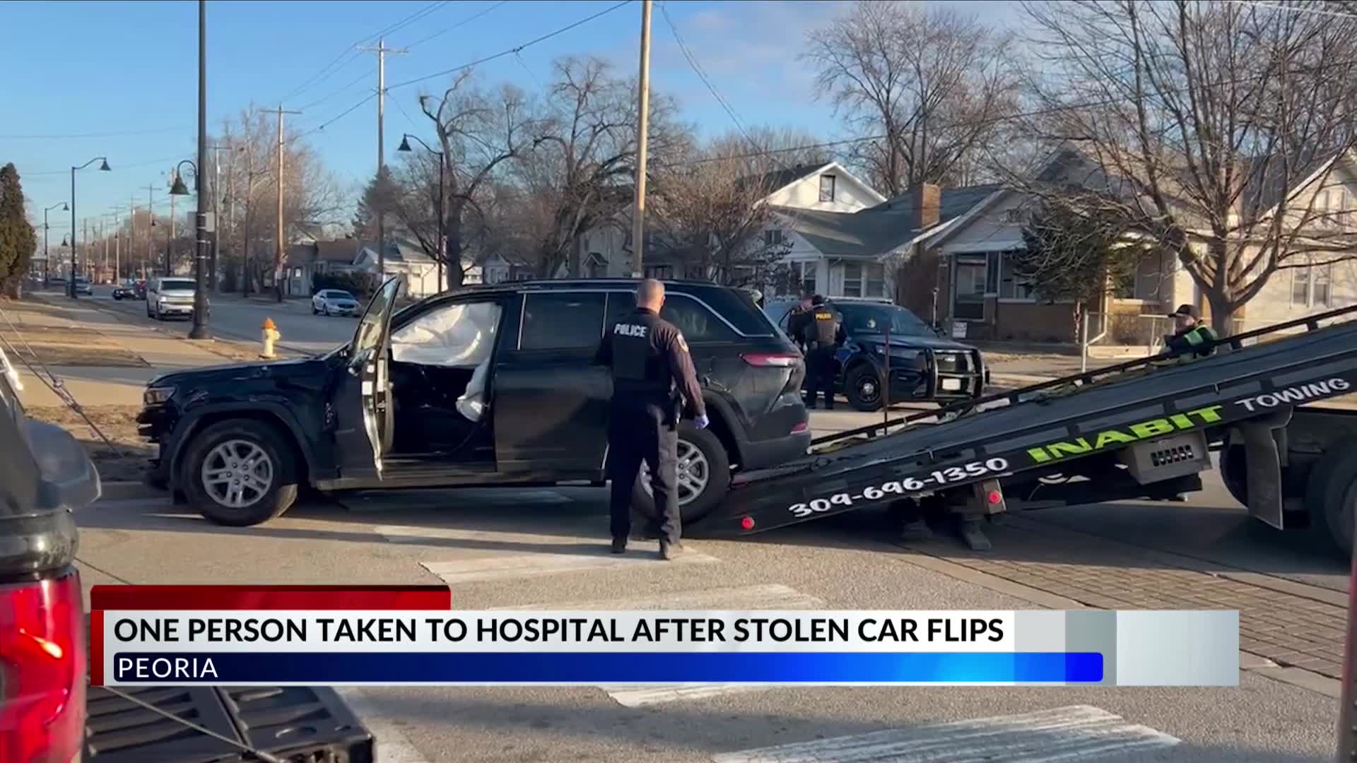 One person taken to hospital after stolen car flips in Peoria
