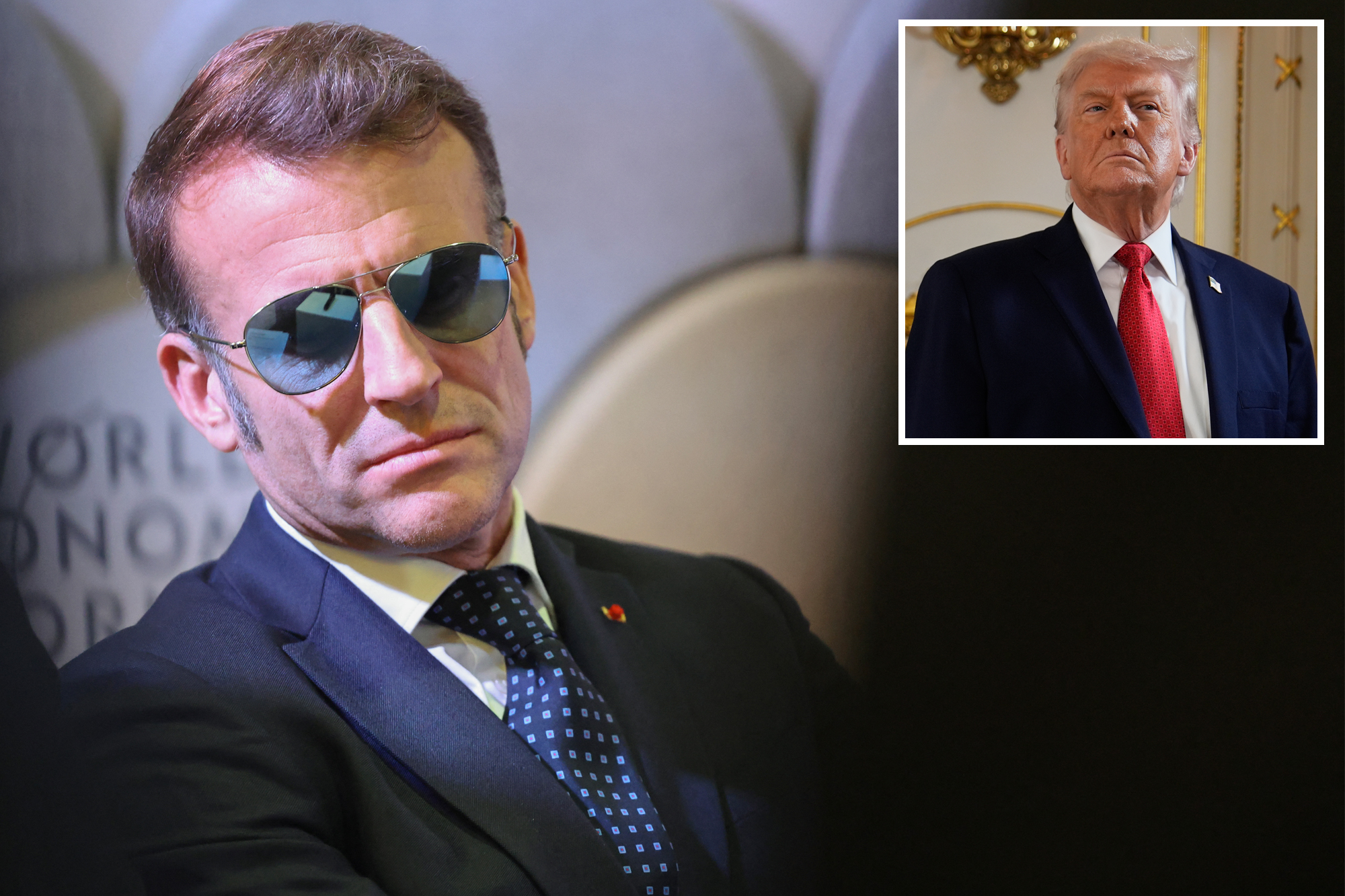 Macron sports bizarre aviator specs at Swiss world forum to hide ...