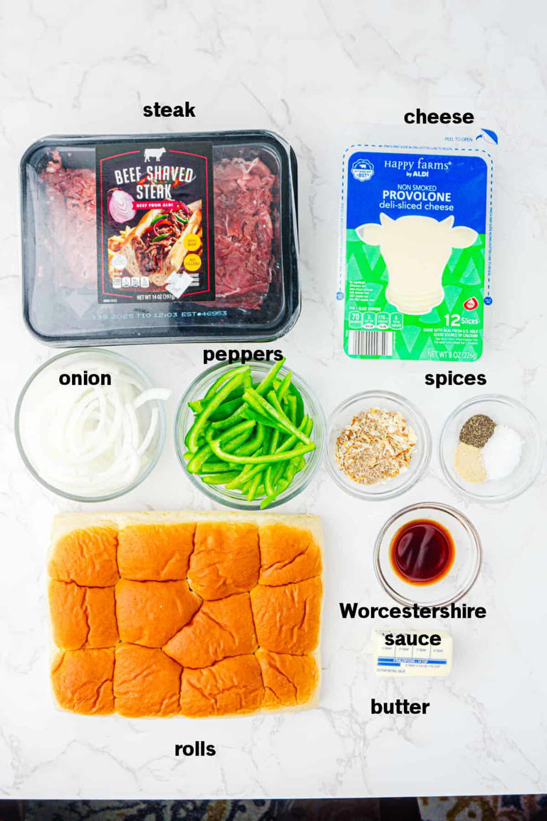 Philly cheesesteak sliders on Hawaiian rolls