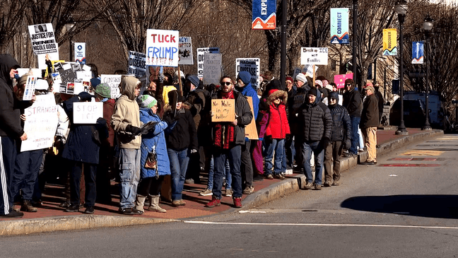 Protestors gather for 'Asheville Stop ICE Terror' event on Trump's term ...