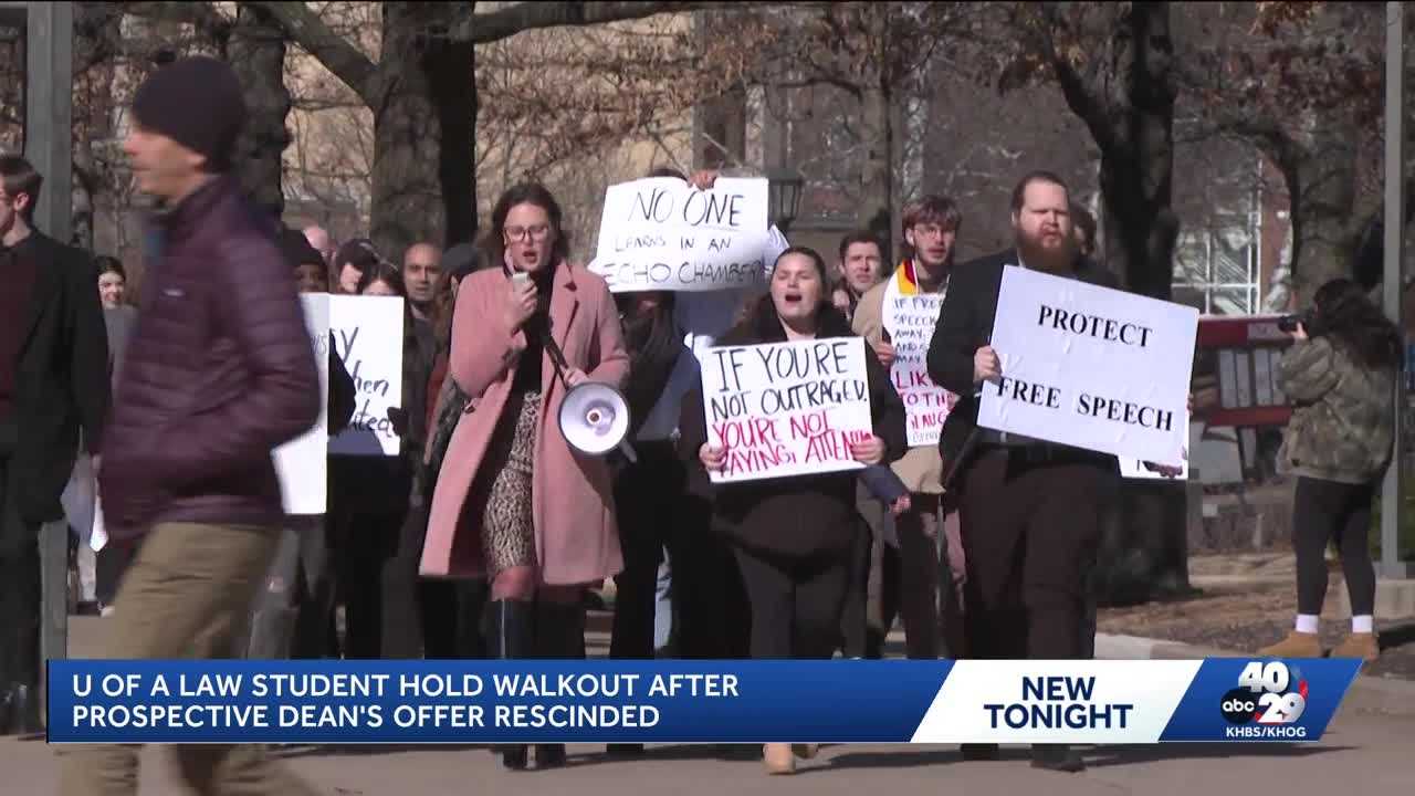U of A law students hold walkout rally after dean offer rescinded