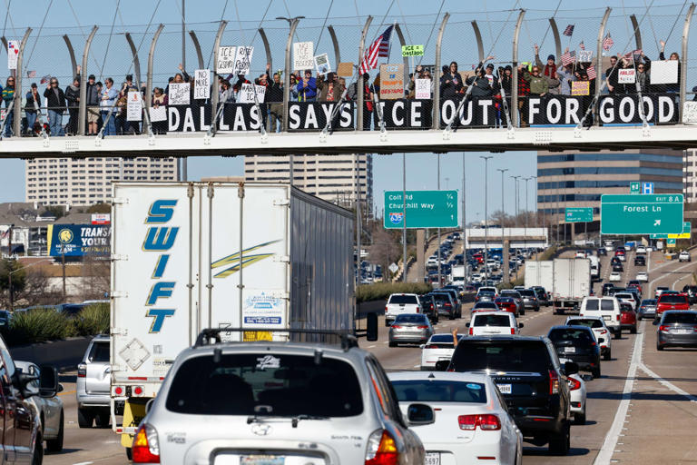 Protesters decry ICE at Dallas City Hall, one year after Trump’s ...