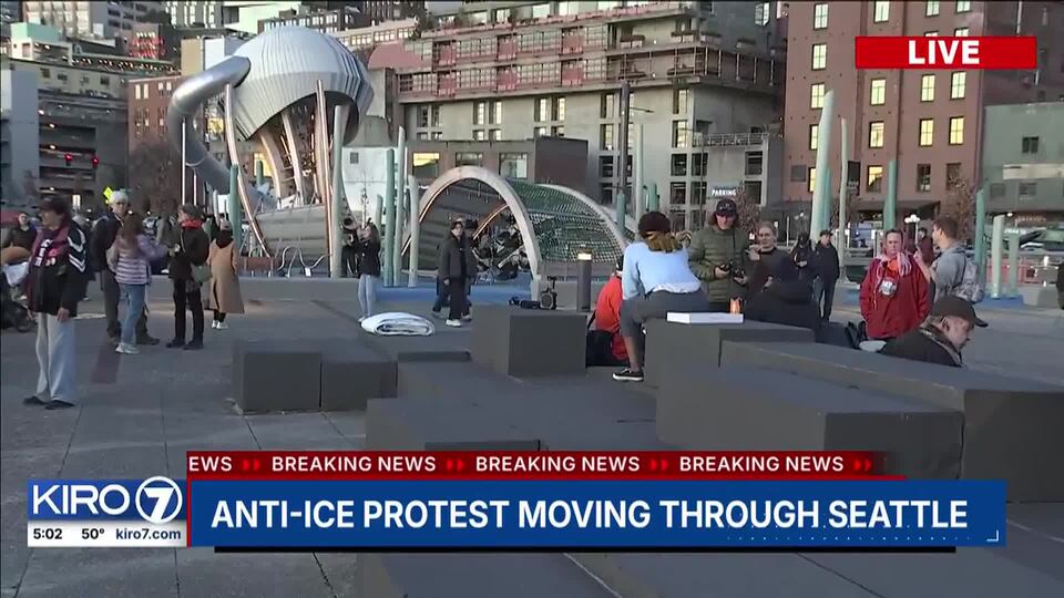 Video: Peaceful protests move through downtown Seattle