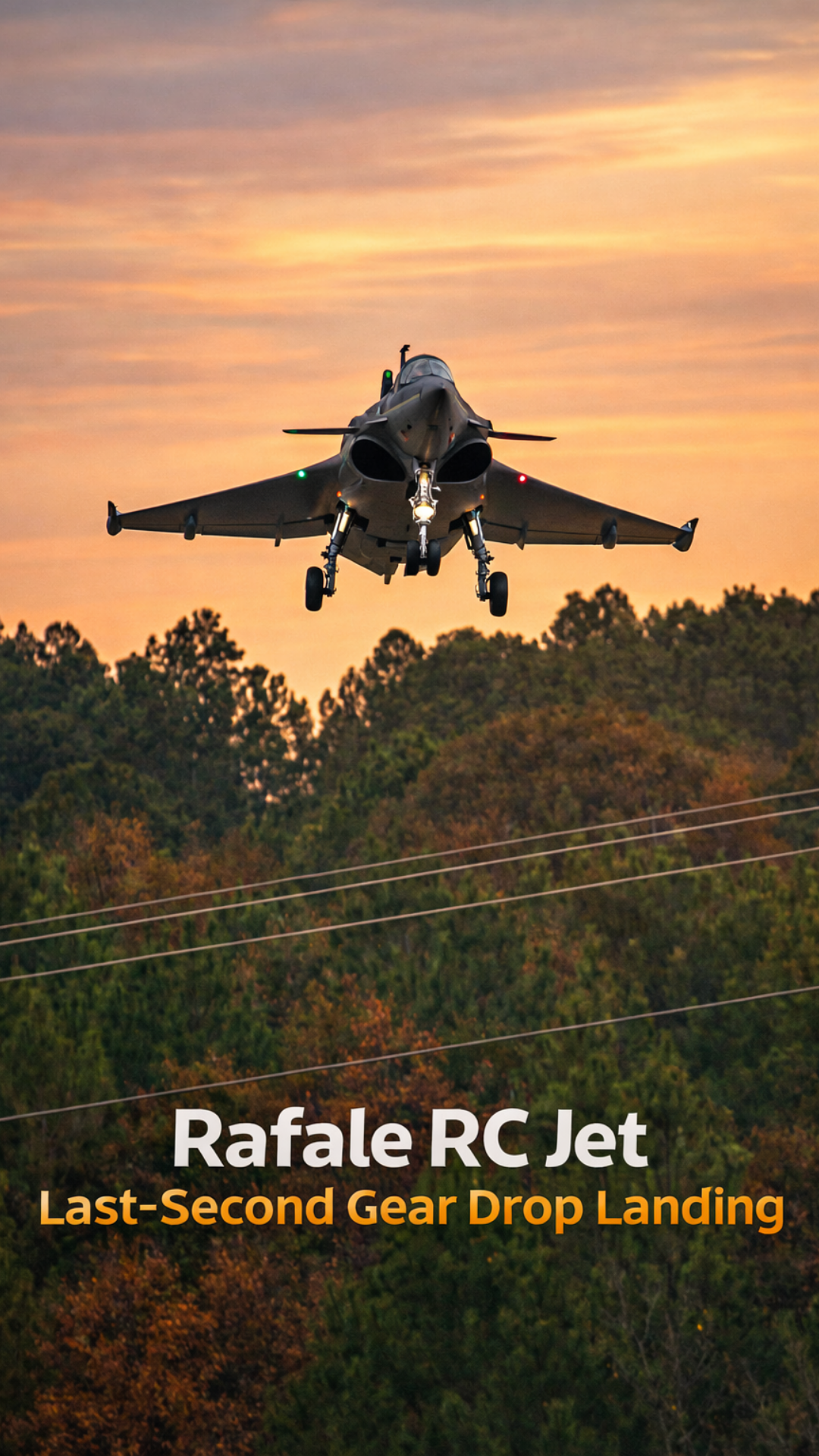 Rafale RC jet last-second gear drop landing