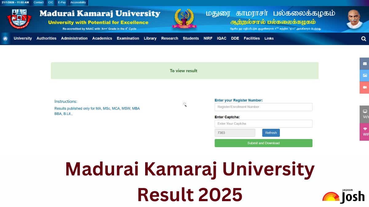 Madurai Kamaraj University result 2026 out at mkuniversity.ac.in ...