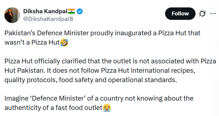 Khawaja Asif inaugurates 'fake' Pizza Hut in Pakistan. Netizens say ...