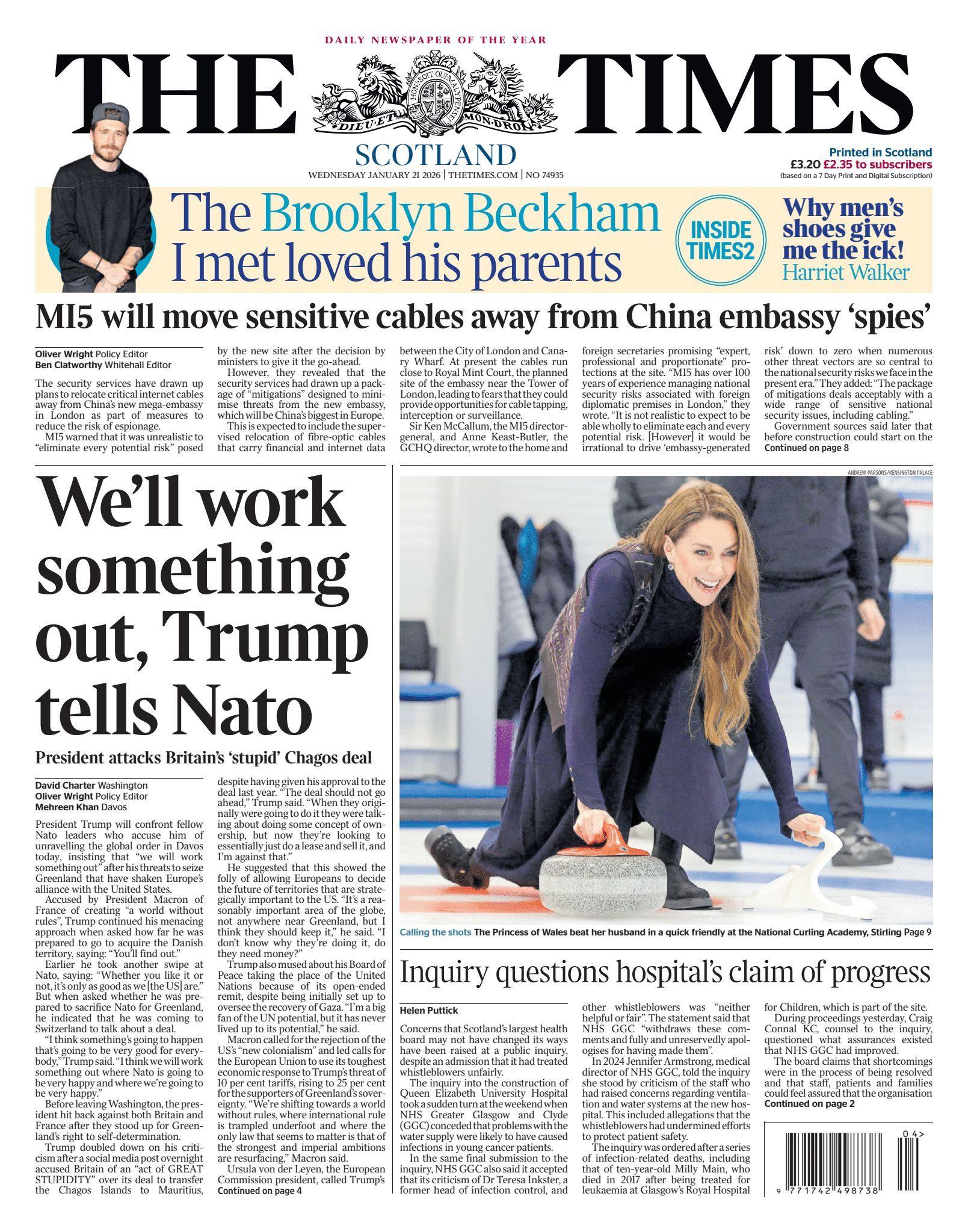 Scotland's papers: Hospital deaths fallout and Trump Greenland threats