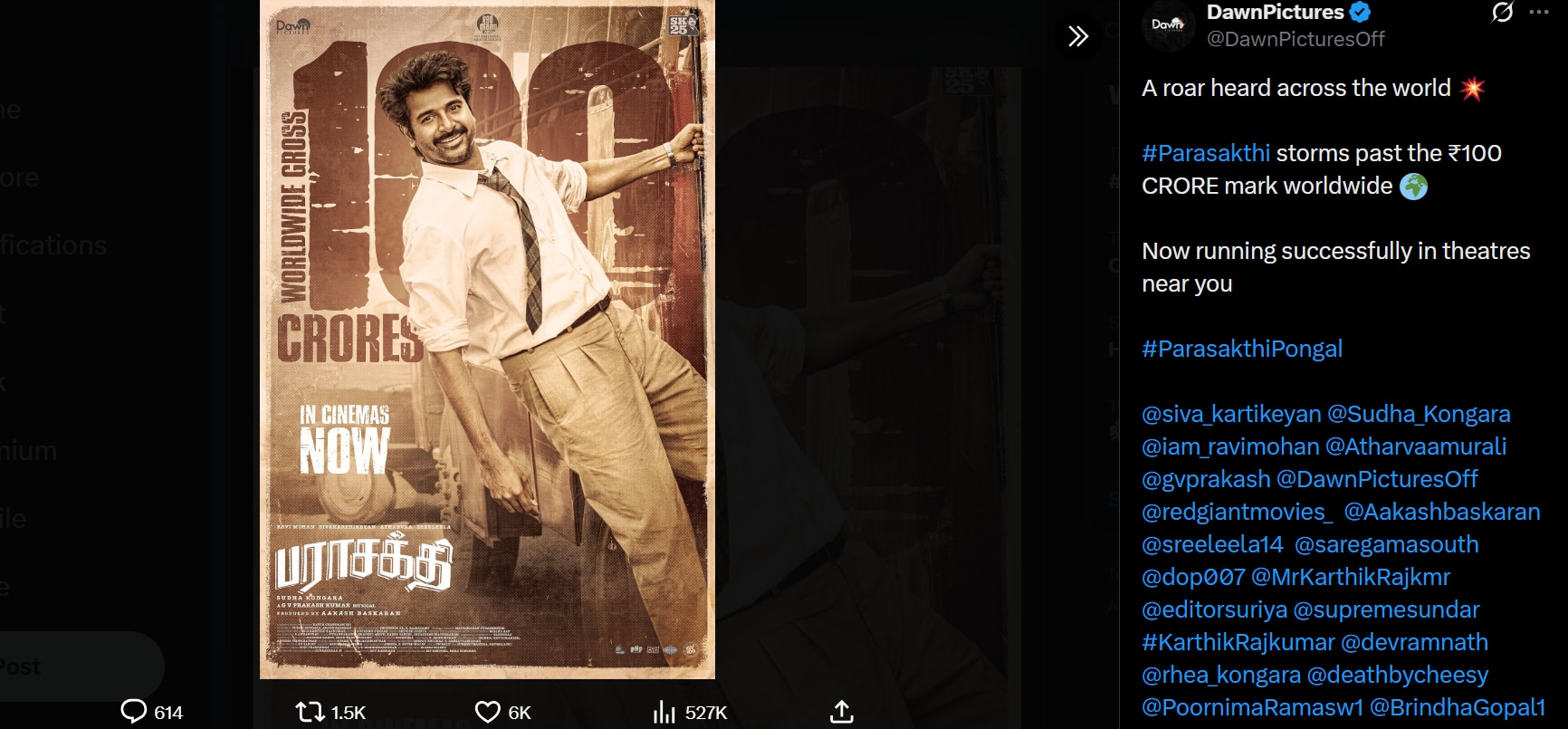 Sivakarthikeyan's Parasakthi hits Rs 100 crore globally, fifth ...