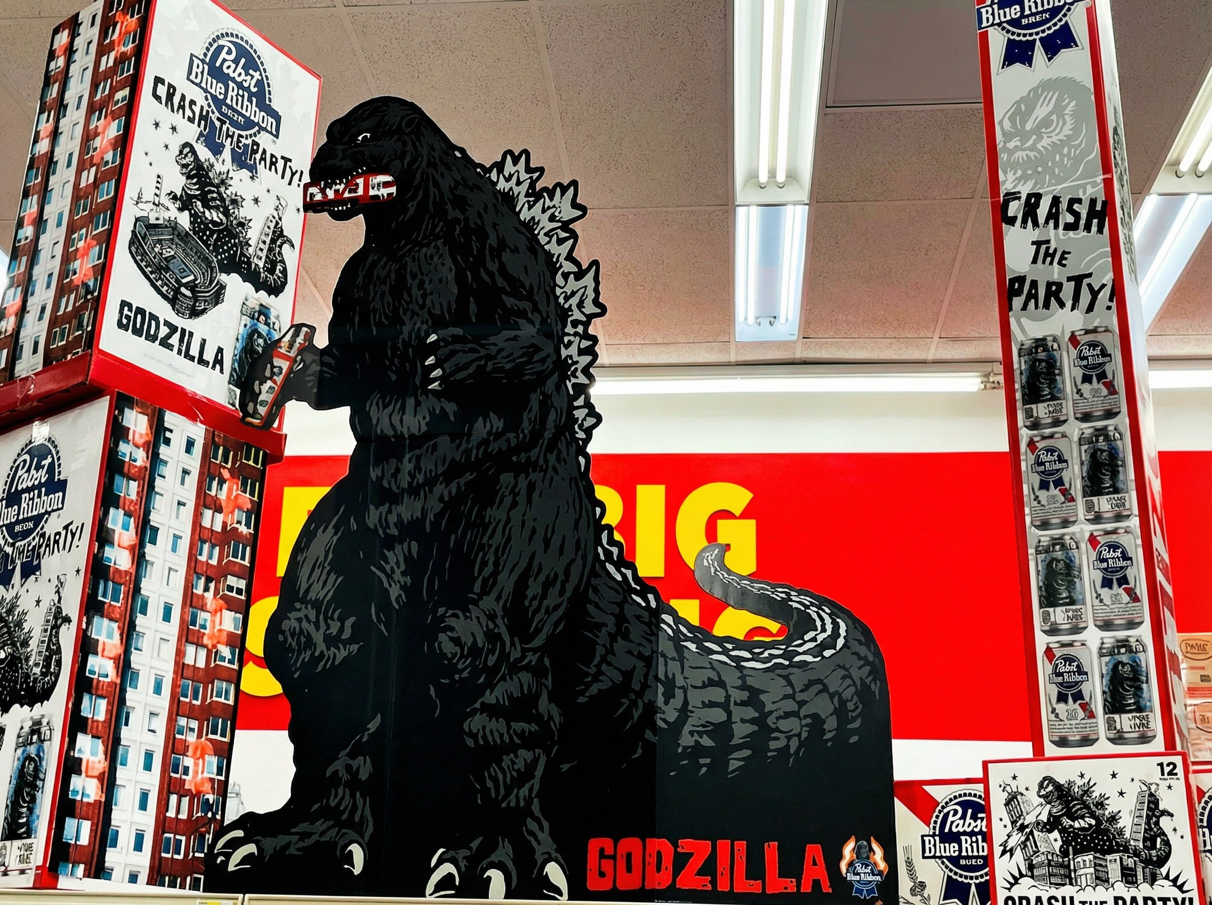 Even Godzilla’s beer is gigantic! Pabst Blue Ribbon and Toho team up ...