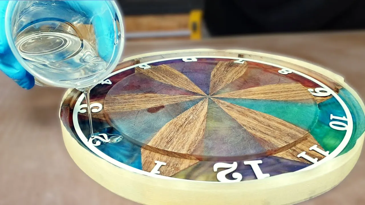 Handcrafted epoxy resin and wood clock DIY design