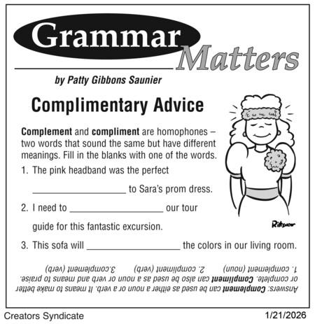 Grammar matters for Jan 21, 2026