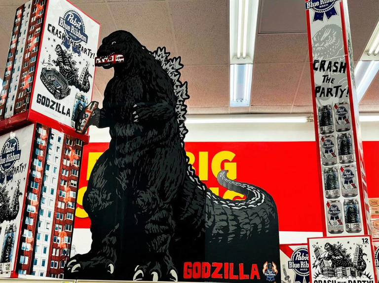 Even Godzilla’s beer is gigantic! Pabst Blue Ribbon and Toho team up ...