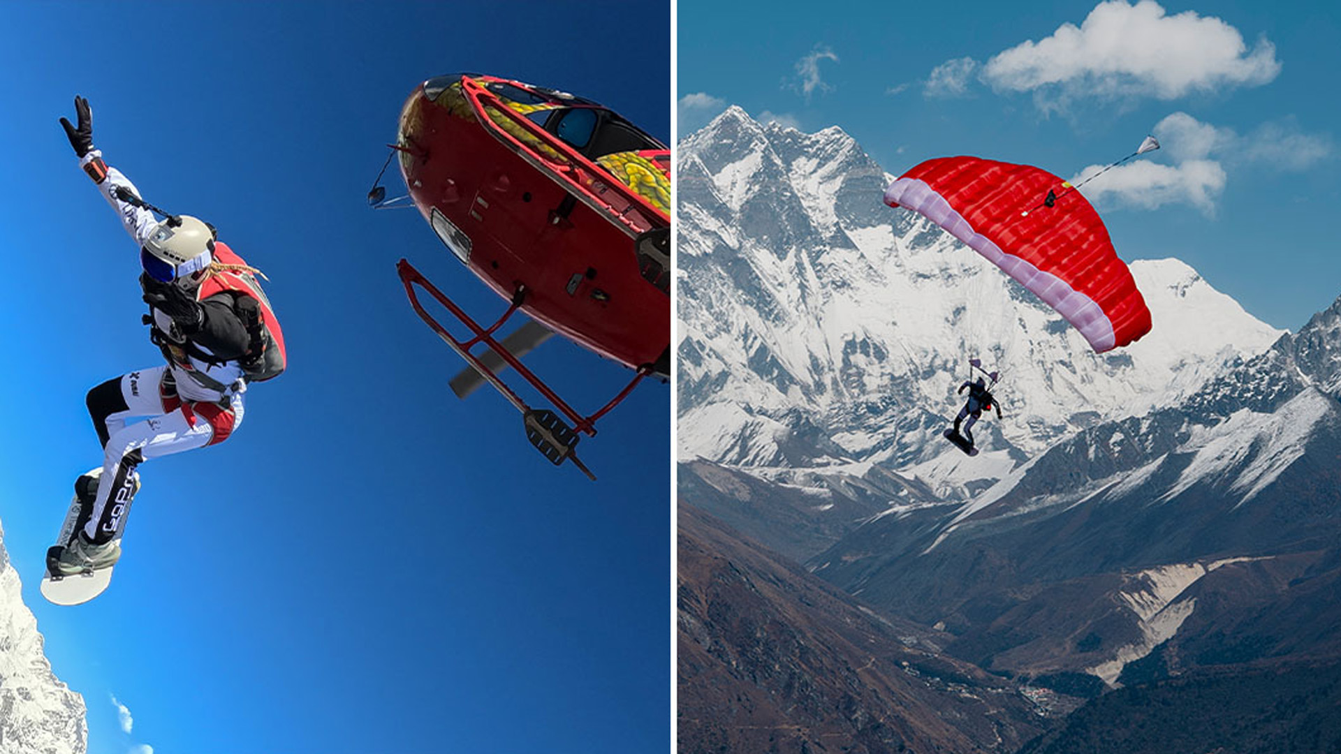 Record-breaking skysurf jump over Mt Everest