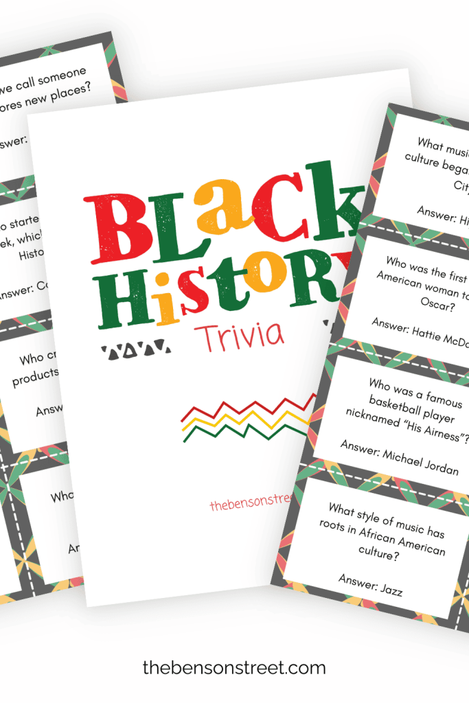 Black History Month trivia questions and answers printable