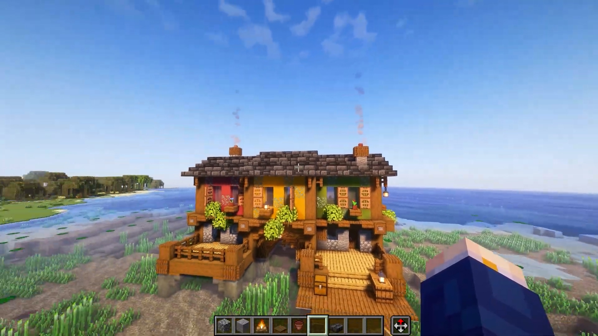 Minecraft house on water with Italian style