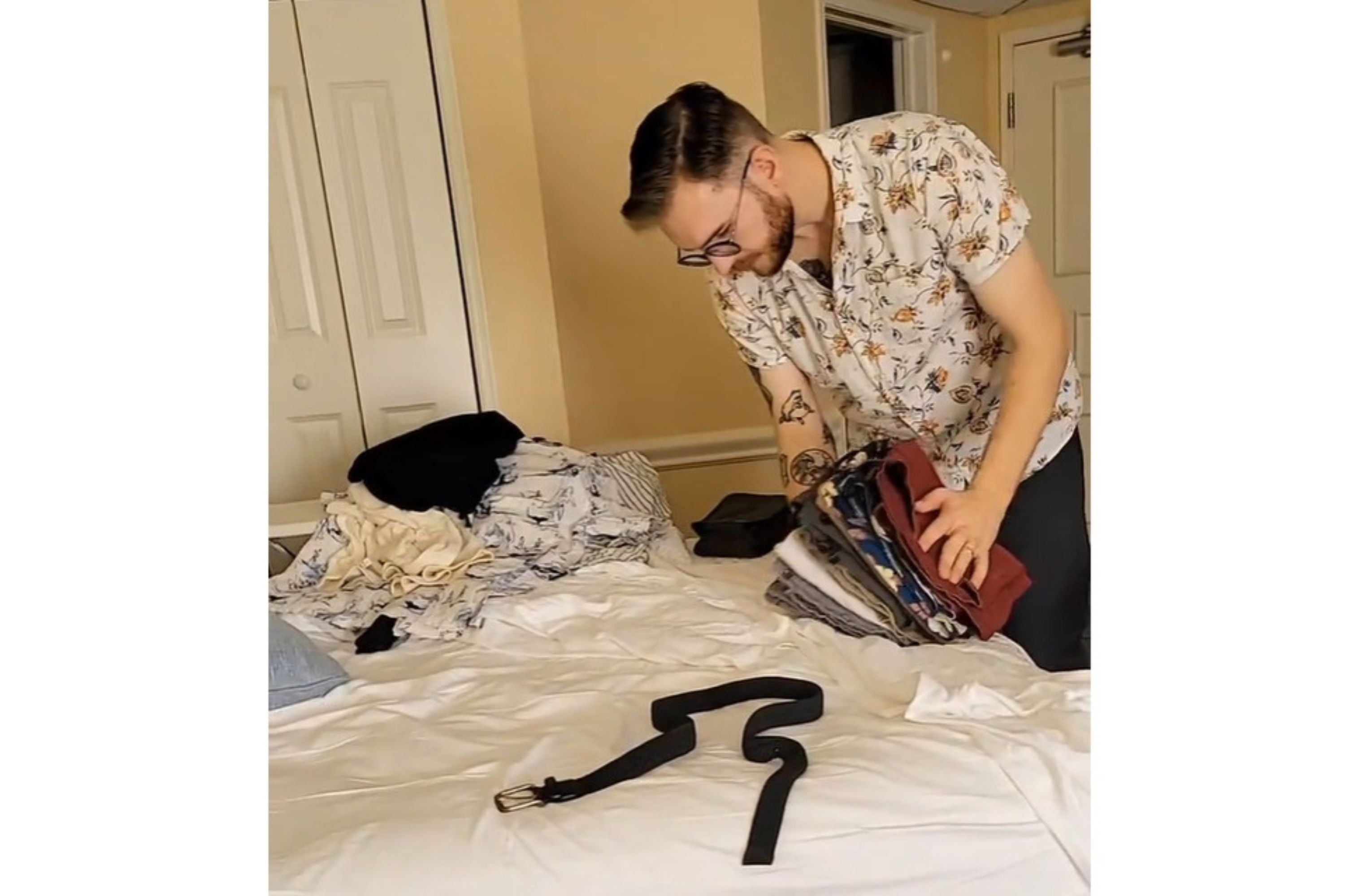 No one prepared for one man's method for packing suitcase: "wild"