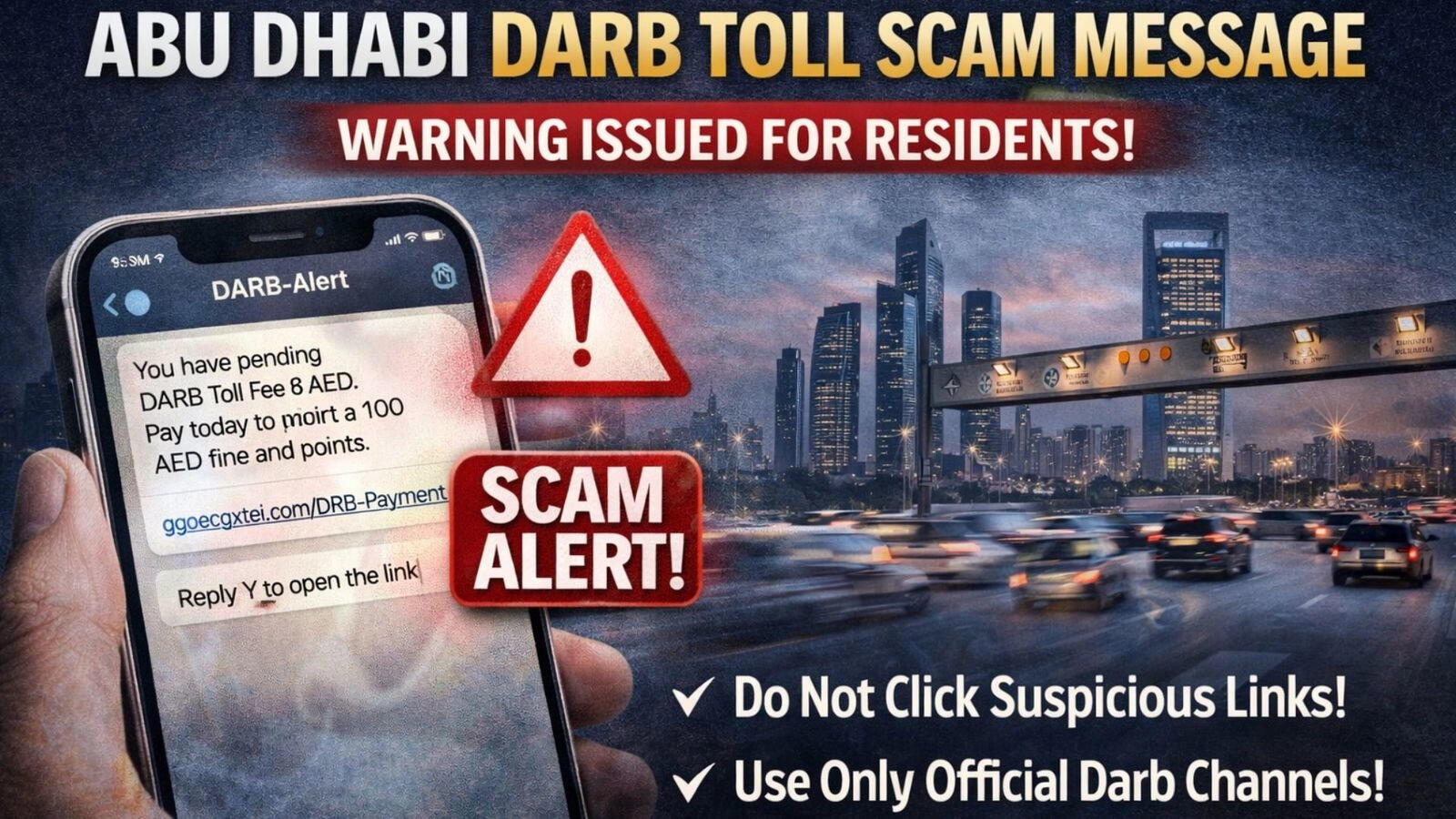 Abu Dhabi Dar b toll scam alert: Fraudsters sending fake pending fees ...