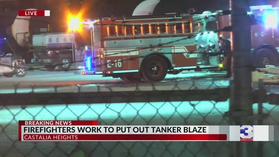 Firefighters battle non-hazardous tank fire in Castalia Heights