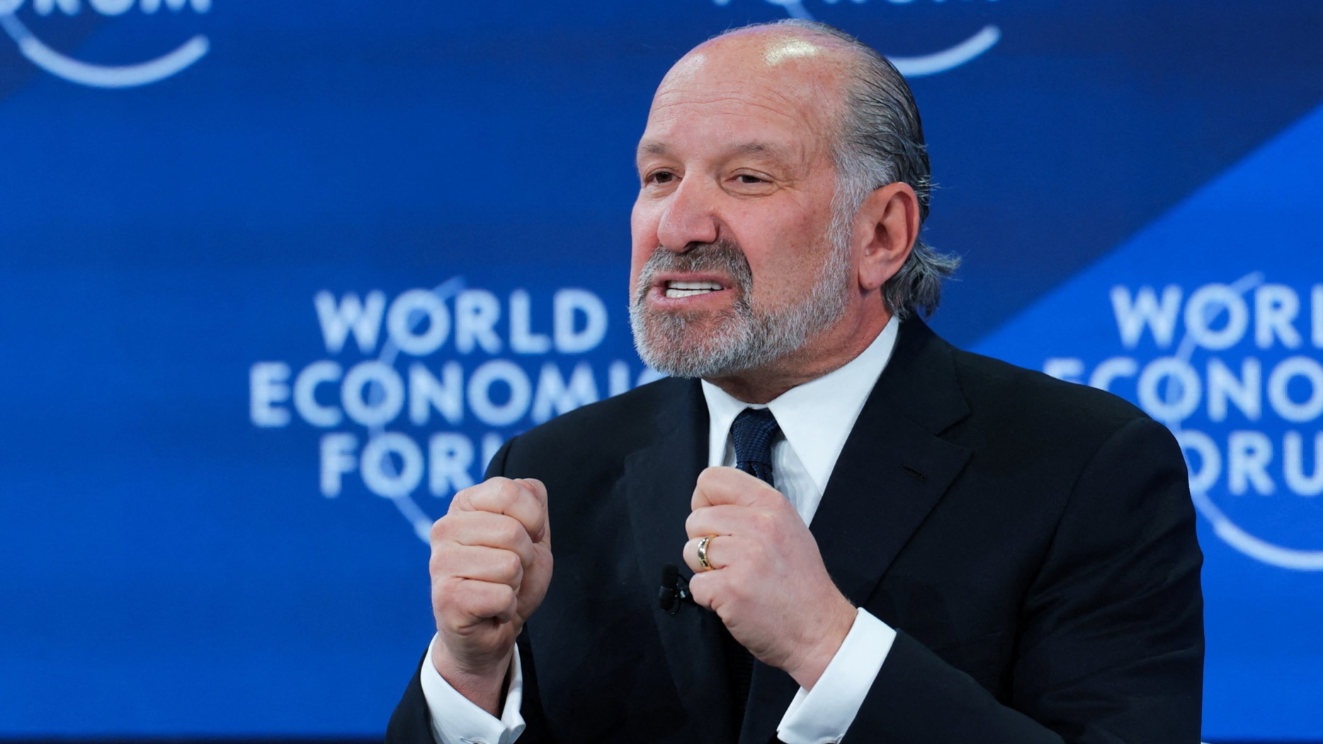 Howard Lutnick heckled at Davos dinner as Christine Lagarde walks out