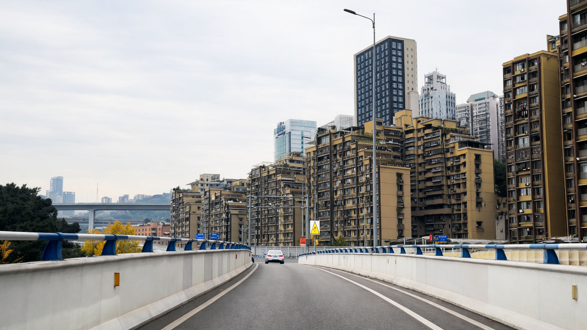 Chongqing’s streets surrounded by apartments