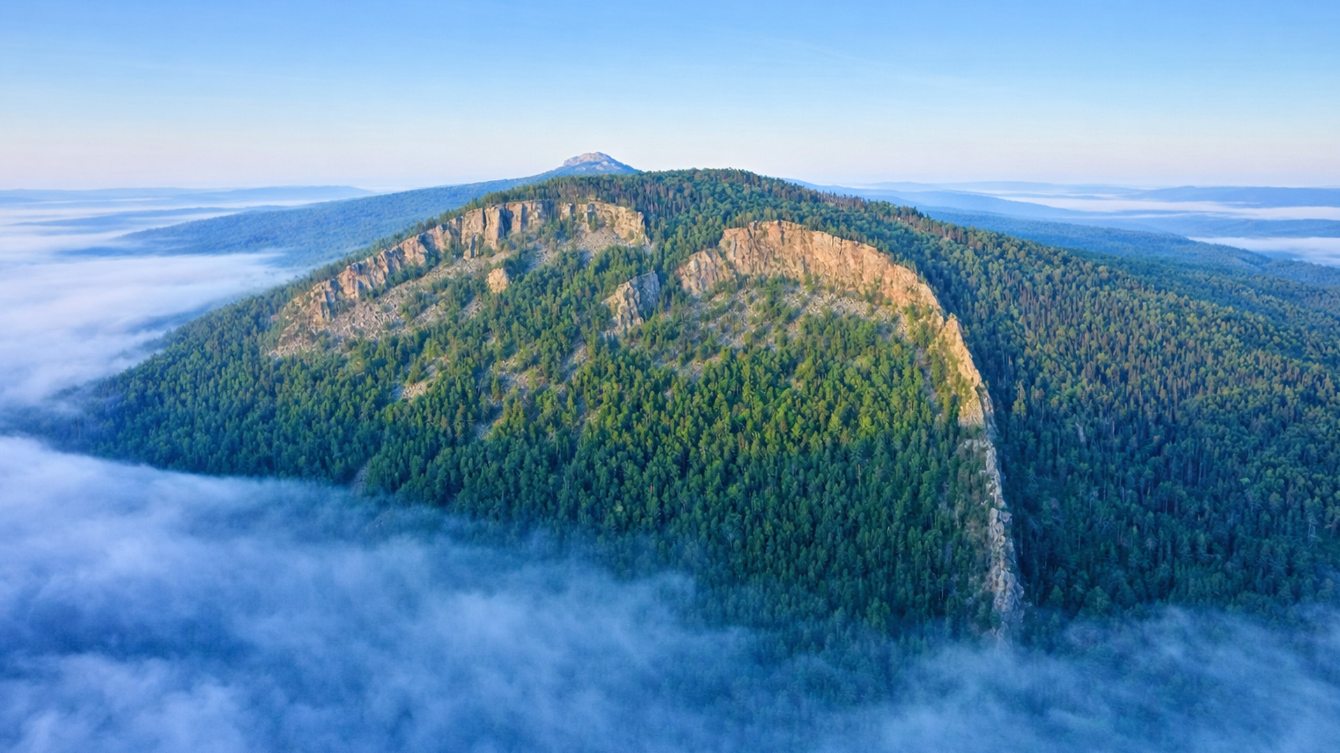 The green peaks of the Ural Mountains