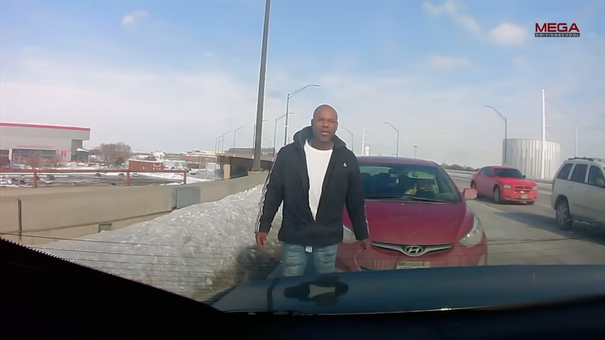 She blocked the lane… and he completely lost it