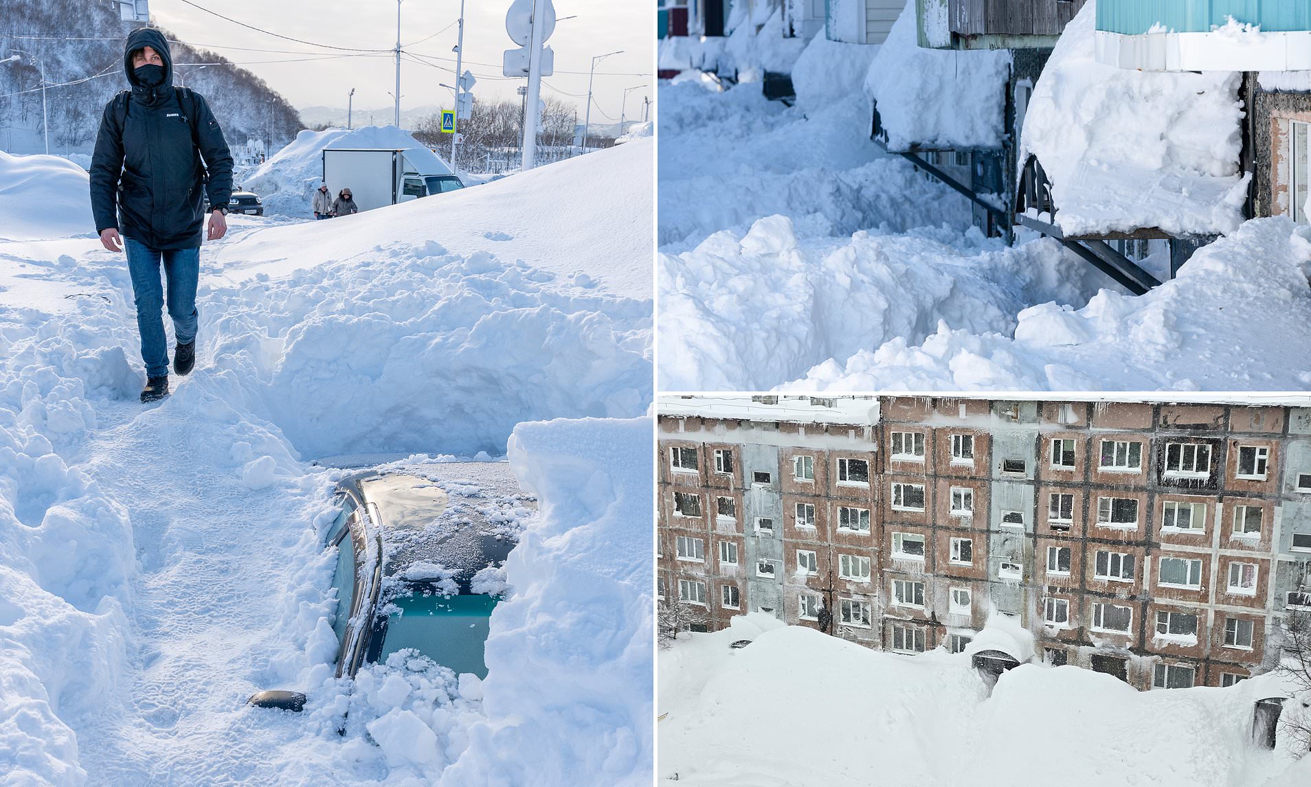 Extreme snowfall buries towns in Far East Russia after worst blizzards ...