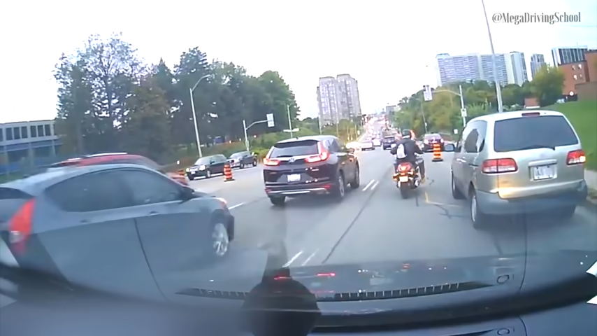 Two drivers tried cutting ahead and it went off the rails