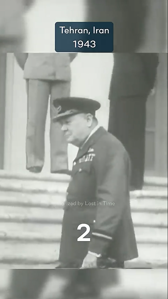 Roosevelt, Stalin and Churchill during the Tehran Conference in 1943