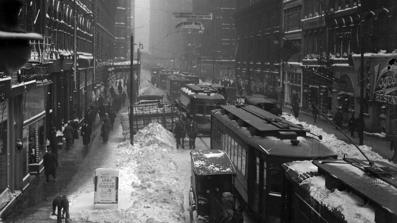 Historic photo shows Madison Street after a 1918 snowstorm