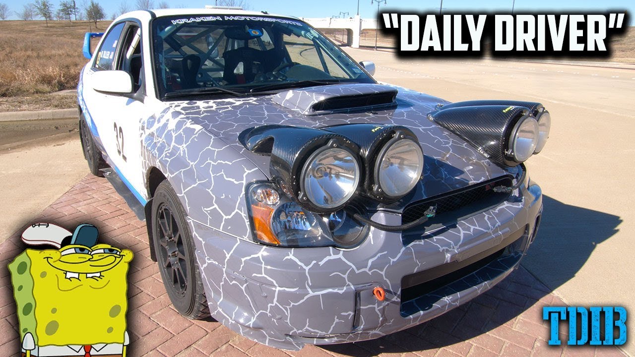Daily driven pro rally car ripping streets in action