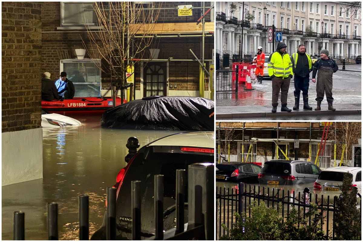 Burst water main floods affluent west London streets and shuts schools