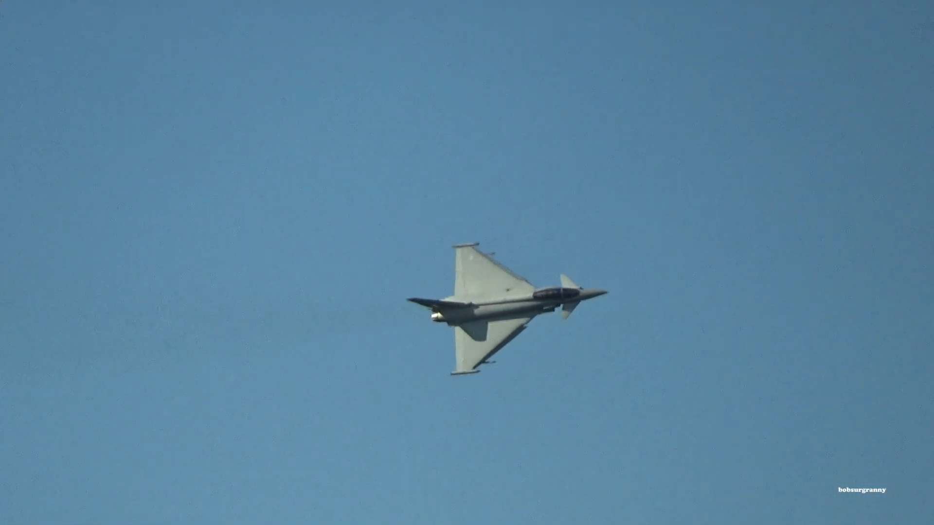 RAF Typhoon jet roars over a live cricket match