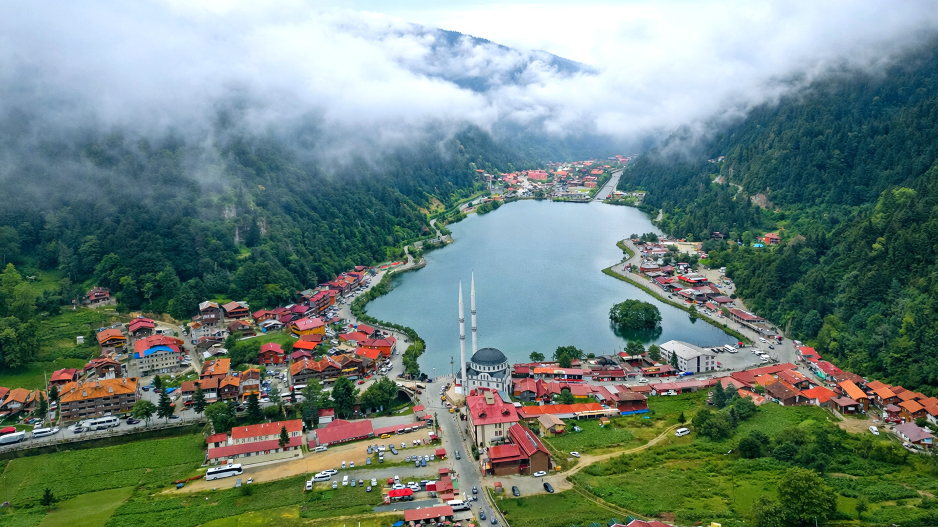 A peaceful village surrounded by forests