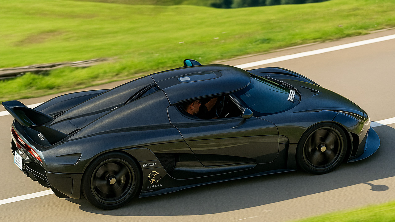 Koenigsegg Regera driving on open road